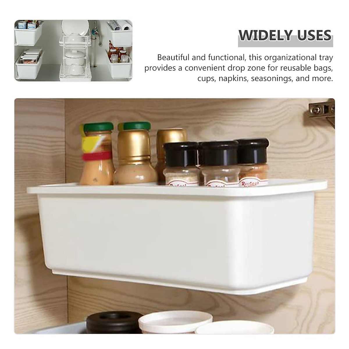 Housoutil Pull-out Storage Box Shelf Organizer Bathroom Storage Baskets Under Sink Organizer Storage Organizer Under The Sink Organizer Plastic Container Pp Cell Phone White Charging Stand