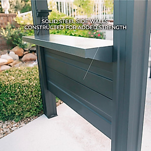 Backyard Discovery Rockport 8' x 6' Galvanized Steel BBQ Grill Gazebo Pavilion with Hardtop Steel Roof, Bar Tops, Powerport, Snow Load Support, Wind Resistance, Cook Station for Outdoor Patio or Deck