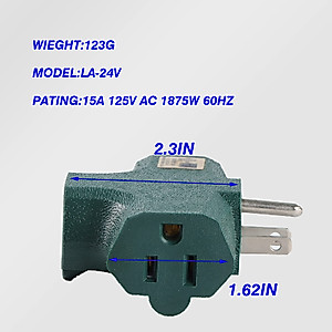 Aniai 3 Outlet Adapter [UL Listed] 3 Way Outlet Splitter - 3 T-Shaped Adapter Outdoor Power Splitter Grounded Wall Tap Adapter Heavy Duty (4, green)