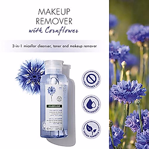 Klorane - Micellar Water With Organically Farmed Cornflower - Cleanser, Makeup Remover, & Toner - For Sensitive Skin - Free of Parabens, Fragrance, & Alcohol - 13.5 fl. oz
