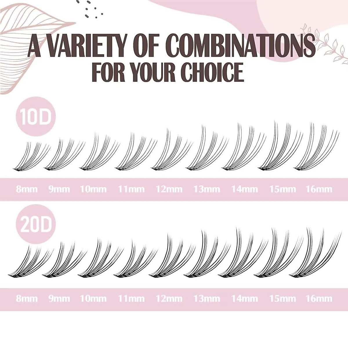 FLOMAZE 20D Lash Clusters, Individual Lashes 240pcs Faux Mink Lash Clusters Natural Handmade Cluster Eyelash Extensions C Curl 0.07mm Thickness False Lashes (12/13/14/15/16mm)