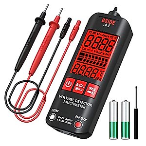BSIDE Digital Multimeter 3-Results Display Pocket Smart Auto Range Voltmeter Resistance Frequency Continuity V-Alert Live Wire Voltage Tester with Flashlight, Black