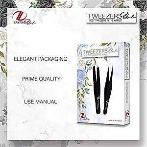 Zayraz style tweezer Set Slant Pointed Tweezer for Ingrown Hair. Precision Sharp Needle Nose Pointed Tweezers for Splinters -Set of Point and Slant Stainless Steel Tweezers for Eyebrow Plucking