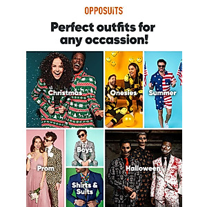 Opposuits Men's Formal Outfit - Premium Tuxedo Suit - Slim Fit - Black - includes Blazer, Pants and Bow Tie