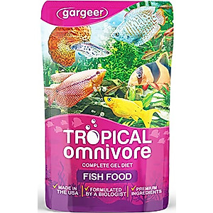 Gargeer 3oz Tropical Omnivore Fish Food for Advanced Breeders. Complete Fresh Water Fish Gel Diet for Juveniles & Adults. Made in The USA Using Premium Ingredients, Ocean Nutrition Gourmet Formula