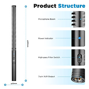 BOYA External Shotgun Microphone for Camera DSLR with Shockmount Windscreen Mic for Canon Nikon Sony Vlogging Professional Condenser Microphones for Video Recording Voice Interview YouTube BY-BM6060L