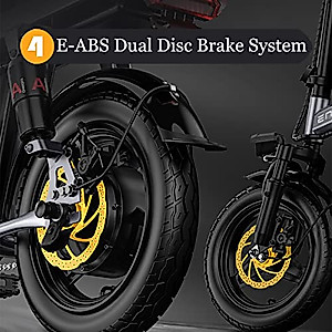 ENGWE T14 Folding Electric Bikes for Adults Teens 350W 19.2MPH 14" Fat Tire Mini Ebike Urban City Commuter Electric Bicycles 48V10AH Removable Lithium Battery with 4 Shock Absorptions Comfort Riding