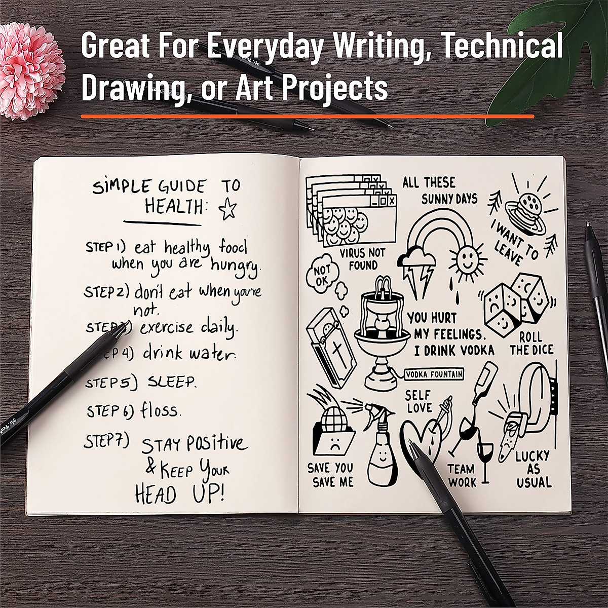 Mr. Pen- Pens, Black Gel Pens, 6 Pack, 0.7mm Fine Point, No Smear, Fast Dry, Gel Ink Pens, Black Ink Pen, Pens Bulk, Gel pen, Black Pens, Pens for Journaling, Retractable Pens, Premium Ink Pen