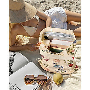 Miss Adola Aesthetic Canvas Tote Bag for Women - Flowering Shrub Reusable Tote Shoulder Bag Cute Funny Casual Sturdy Cloth Cotton Bag for Vacation, Shopping, Grocery, Work, Gym