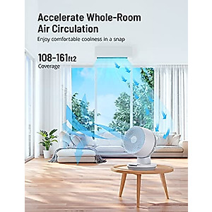 Air Circulator Fan with Remote, Small Oscillating Table Fan with 8-Hour Timer, 90-Degree Tilt, 3 Speeds, LED Display, Touch Control, Quiet Desktop Fan for Bedroom, Office, Living Room, Home