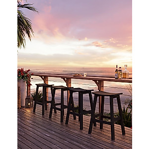 LAHAAP Weatherproof Bar Stools Set of 4, 28" Height Outdoor Bar Stools Holds up to 400 lbs, Saddle Seat, Bar Height Stools for Patio, Garden, and Kitchen Island, Black