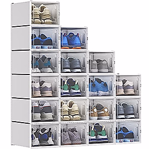 YITAHOME Shoe Storage Box, 18 PCS Medium Size Shoe Storage Organizers Stackable Shoe Storage Box Rack Containers Drawers