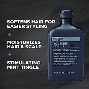 Grooming Lounge You Need Conditioner - Moisturizes and Balances the Scalp - Leaves Hair Soft and Manageable - Cleanses Scalp to Help Create the Optimal Environment for Healthy Hair Growth - 11.6 oz
