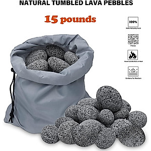 Black Lava Rock for Fire Pit,2"-3" Natural Lava Stones for Gas Fire Pit and Fireplace(15-Pound)