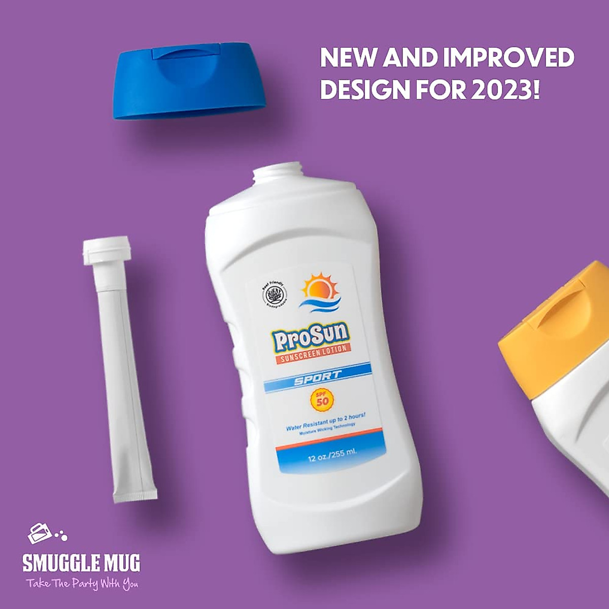 Hidden Sunscreen Flask By Smuggle Mug | Dispenses Sunblock | Disguised Container for Liquor | Secret Bottle to Hide Booze | Cruise Travel Containers | Flasks For Smuggling Rum Or Beverages