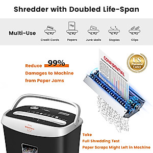 Paper Shredder,VidaTeco 10-Sheet Micro-Cut Shredder with US Patented Cutter,Also Shreds Card/Staple/Clip,Paper Shredder for Home Office,Durable&Fast with Jam Proof System,3.9-Gallon Basket (ETL)