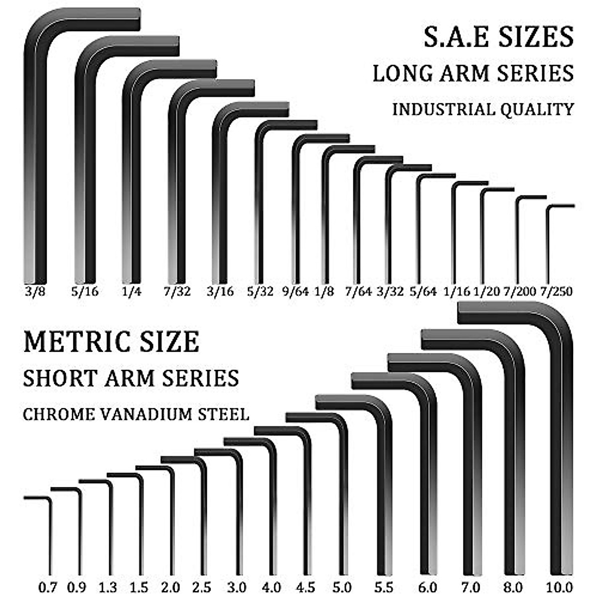 Kingsdun 30 Pcs Hex Key Set Metric/Imperial Short/Long Arm | SAE 0.028-3/8 inch | Metric 0.7-10 mm | Steel Allen Wrench Key for Furniture Assembly Bike Maintenance Disassemble Install Cars