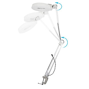 10X Desk Table Clamp Mount Magnifier, Carejoy LED Lamp Light Magnifying Glass Lens Diopter for Workbench, Drafting, Work Light (White Glass)