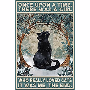 Cat Sign for Front Door Cat Lover Saying Once Upon A Time There Was A Girl Who Loved Cat Vintage Cat Art Pictures