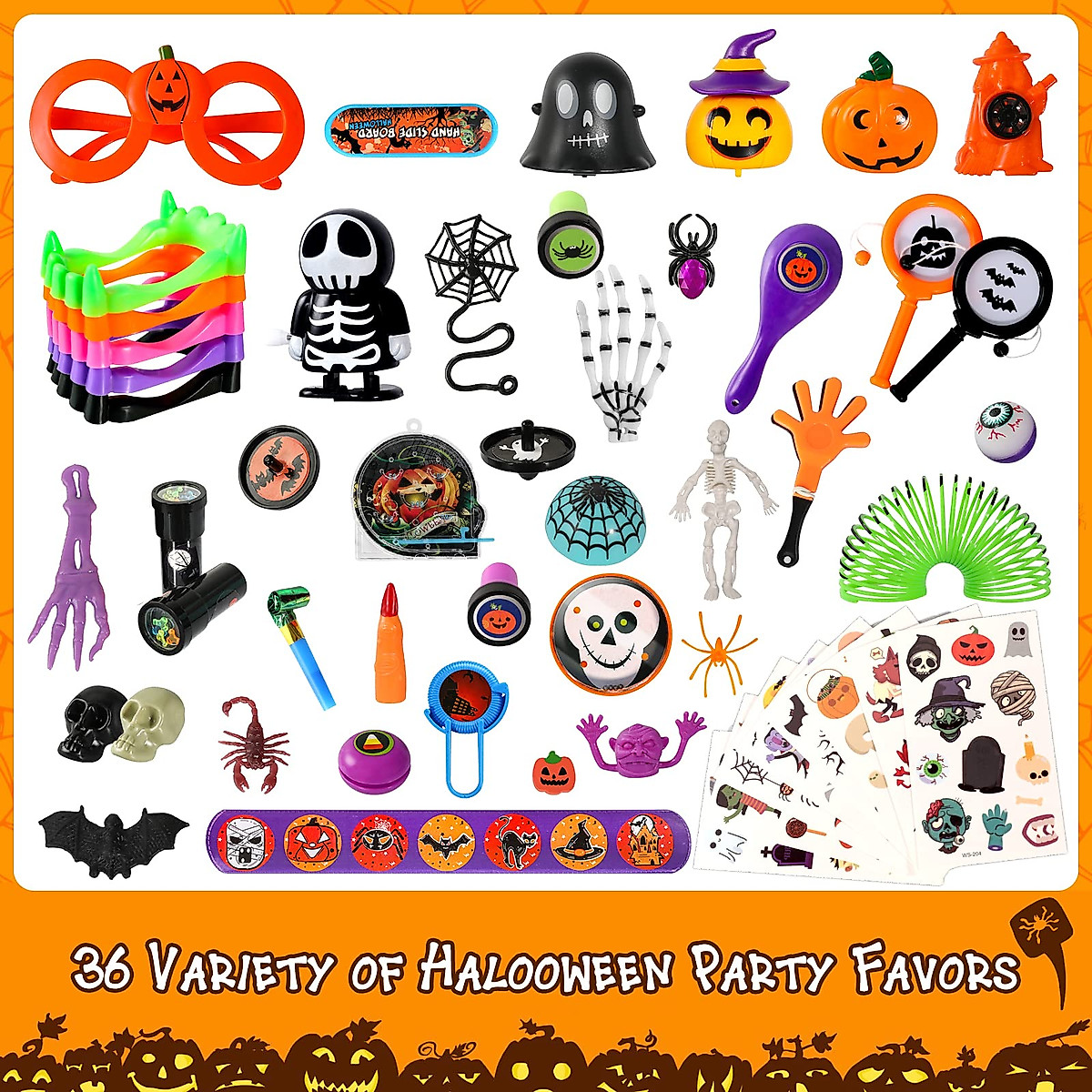 MGparty 200 Pcs Halloween Party Favors Bulk For Kids and Adult, Halloween Party Favors Prizes Box Toy Assortment, Carnival Game Prizes,Treasure Box Toys for Classroom,Birthday Gifts,Fidget Toys