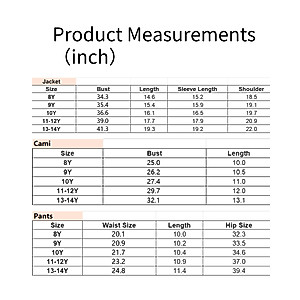 Floerns Girls Graphic Print Clothes Cami Top Sweatpants with Jacket 3 Piece Outfit Black 11-12Y