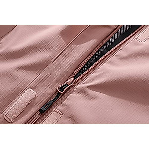 OTU Women's Waterproof Rain Jacket Lightweight Hooded Raincoat for Hiking Travel Outdoor Pink XL