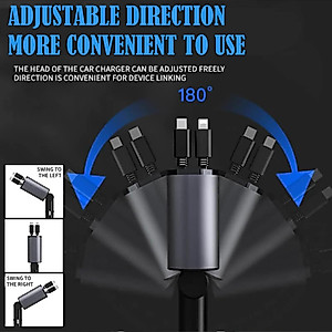 Retractable Car Charger,Retractable Car Dual USB Charger,Retractable Car Charger Fast,Dual USB Car Charger,Universal Fast Car Charger Adapter for All USB - C Phones,USB C Car Charger (1PC)