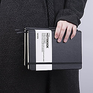 Lemome Dotted Bullet Notebook with Pen Loop - Elegant Black Leather Notebook with Premium Thick Paper (A5) Best Gift for You