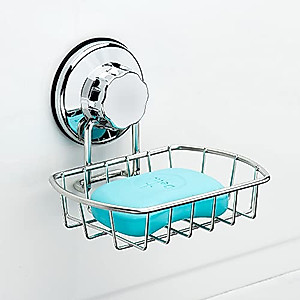 iPEGTOP 3in1 Strong Suction Cup Deep Shower Caddy Bath Organizer Wall Shelf + Soap Dish Soap Holder for Large Shampoo Shower Gel Bathroom Accessories Storage - Rustproof Stainless Steel