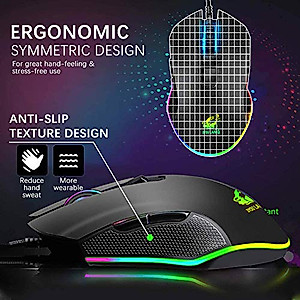 Gaming Keyboard and Mouse Combo, Wired 39 Keys Mechanical Feeling Rainbow LED Backlit Keyboard and RGB Gaming Mouse and LED Backlit Converter Compatible with PS4/Xbox One/Nintendo Switch/PS3 /PC