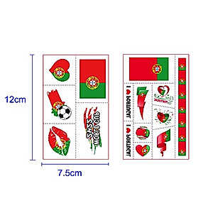 National Flag Tattoo Sticker, BOLOMORO Upgraded Temporary Fake Tattoos Kit for Kids Adults World Football Cup Match Party Parade (Portugal)