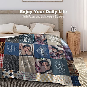 D-Story Best Mom Ever Custom Blanket Memorial Gift for Mom: Made in USA, Personalized Photo Text Throw Blanket as Gift from Daughter Son Lightweight Blanket for Bed, Camping and Travel
