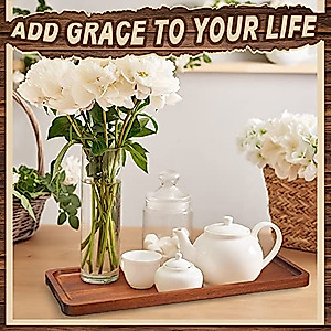 10 Pack Solid Wood Serving Trays Acacia Wooden Server Platter Rectangular Charcuterie Boards with Grooved Handle for Home Room Coffee Cheese Appetizer Table Farmhouse Serving Decor (13.8 x 5.4 Inch)