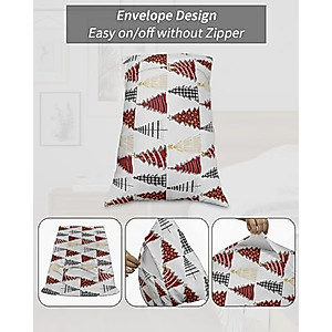 Multi Christmas Tree Pillow Covers Standard Size Set of 2 20x26 Bed Pillow, Plush Soft Comfort for Hair/ Skin Cooling Pillowcases with Envelop Closure Throw Covers Geometric Red Black Plaid Dot