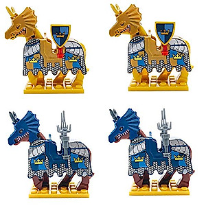 MIUTRUE Medieval Weapons Accessories Knights Block Toy with Figures (10 Sets Weapons & 4 Sets Horses & 10 Figures)