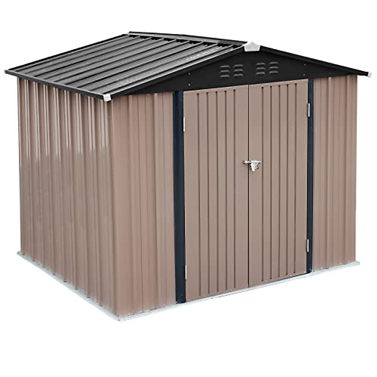Polar Aurora 8 x 6 FT Outdoor Metal Storage Shed, Steel Garden Shed with Double Lockable Door, Tool Storage Shed for Backyard, Patio & Lawn