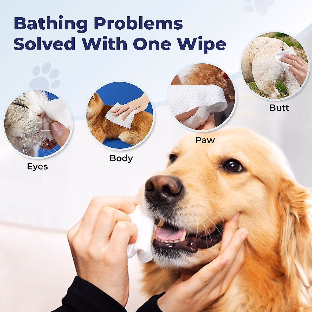 punerux Dog Wipes for Paws and Butt Ears Eyes Body, Plant-Based Hypoallergenic Pet Wipes for Dogs, Dog Wipes Cleaning Deodorizing in Extra Large Thickness and Size 8" x 11", Fragrance-Free, 4 Pack