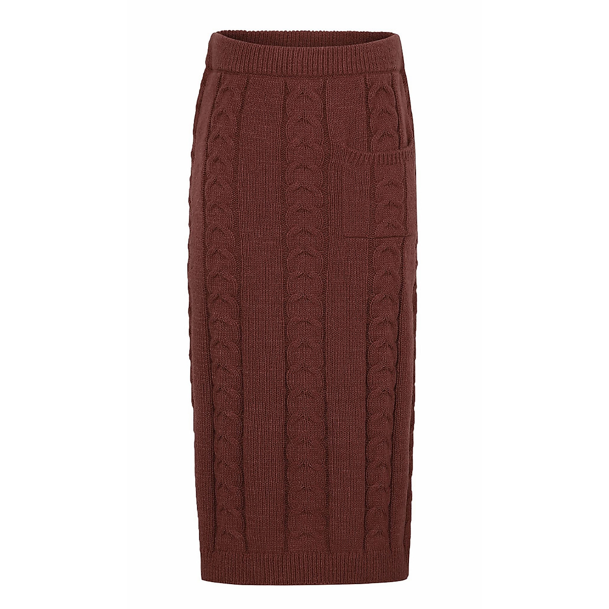 CHARTOU Women's Winter Chunky Cable Knit Long Skirt 2 Piece Outfit Sweater Sets (X-Large, Wine Red)