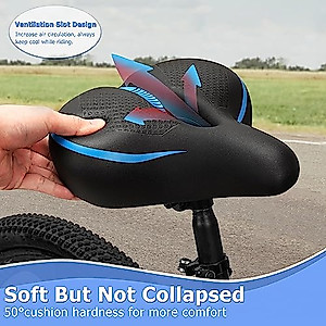 CDYWD Bike Seat for Men & Women Comfort Wide - Extra Soft Memory Foam Padded Bicycle Seat Cushion - Comfortable Bike Saddle Replacement for Exercise, Stationary, Spin, City, Mountain, Road Bike, Ebike