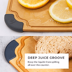 Elihome Paddle Series 2-in-1 Bundle, Wood Fiber Cutting Board & Serve Board with Handle, Knife Freindly, Dishwasher Safe, Non slip, Juice Groove, Reversible, 13" X 7" Medium & 18" x 7" Large