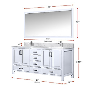 Bell+Modern Big Sur 72 in. W x 22 in. D White Double Bath Vanity and White Quartz Top