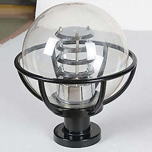 DUBOXX Waterproof Outdoor Garden Pillar Light Industrial Modern Post Lights Spherical Globe Ball Column Lamp Community Patio Landscape Lighting E27 External Fence Deck Post Lantern (Color : Clear, S