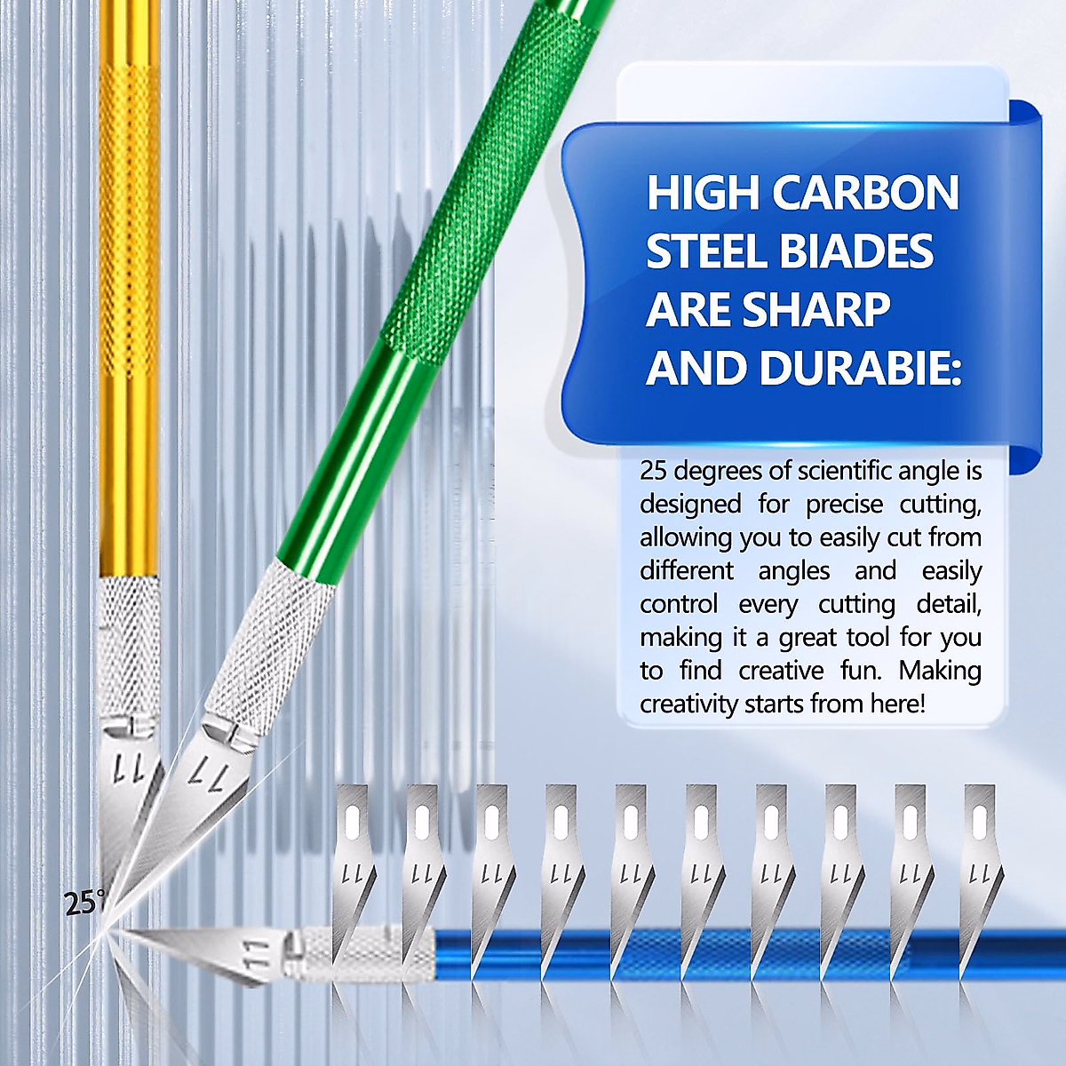 Baijuyi Exacto Knife Craft Knife, Stainless Steel Hobby Knife Set with 3 Exacto Knives+90 pcs Exacto Knife Blades for Precision Carving, DIY, Art, Cutting, Scrapbooking,Stencil.