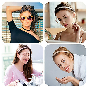 WILLBOND 6 Pieces Skinny Leather Covered Headband Plastic Skinny Headband Hair Loop Clasp Hairbands Solid Simple Headband for Women(1.1 cm,Lustrous Pink, Rose Red, Blue, Gold, Silver and Grey)