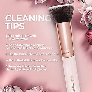 Flat Top Kabuki Foundation Brush - Premium Makeup Face Brush For Liquid, Cream, Powder - Blending, Buffing, Stippling Brush - Pro Quality Synthetic Dense Bristles