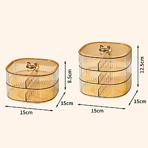 2/3 Tiers Snack Box Candy Dish with Cover, 2 Compartments Festive Wedding Candy Box, Dried Fruit Plate Snacks Storage Tray, Candy & Nut Serving Container for New Year Green Dual Layer