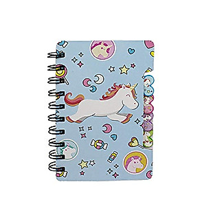 LEOMOSTE Mini Spiral Notebook for Kids Girls Pocket Journal Memo Ruled Paper, 3 Cute Unicorn Designs, 5.5” x 3.4”