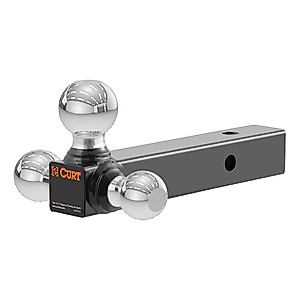 CURT 45655 Multi-Ball Trailer Hitch Ball Mount, 1-7/8, 2, 2-5/16-Inch Balls, Fits 2-Inch Receiver, 10,000 lbs