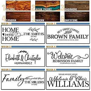 Personalized Wood Coffee Mug Holder w/Name & Text - 7"x18" - Customized Wall Mounted Cup Hooks for Kitchen Decor Gifts - Custom Glass Rack Organizer Wooden Sign Hanger - Kitchen Hanging Organizers C1