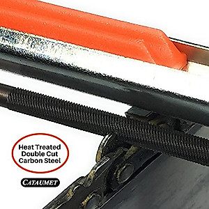 Cataumet Chainsaw Sharpener File Kit Includes 3 Round Files Sizes 5/32" 3/16" 7/32" with 3 Sharpening Guide Handles 1 Stump Vise 1 Felling Wedge 1 Flat File1 Depth Gauge 1 Wrench 1 Large Field Bag